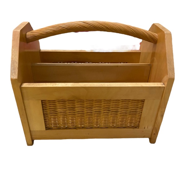 Other | Vintage Wood Magazine Rack With Handle | Poshmark